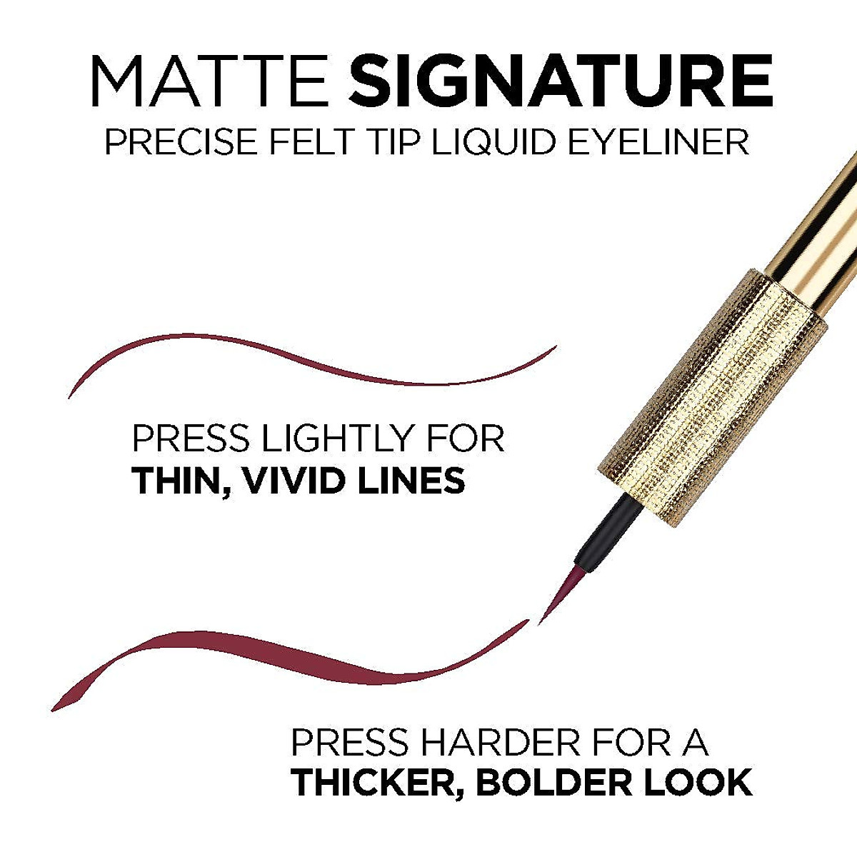 L’Oréal Paris Makeup Matte Signature Liquid Dip Eyeliner, Waterproof, Precise and Easy Application, All Day Wear, Vivid Matte Finish, Burgundy, 0.07 fl; Oz.