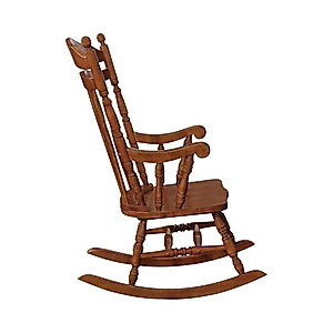 BOWERY HILL Windsor Traditional Rocking Chair in Medium Brown