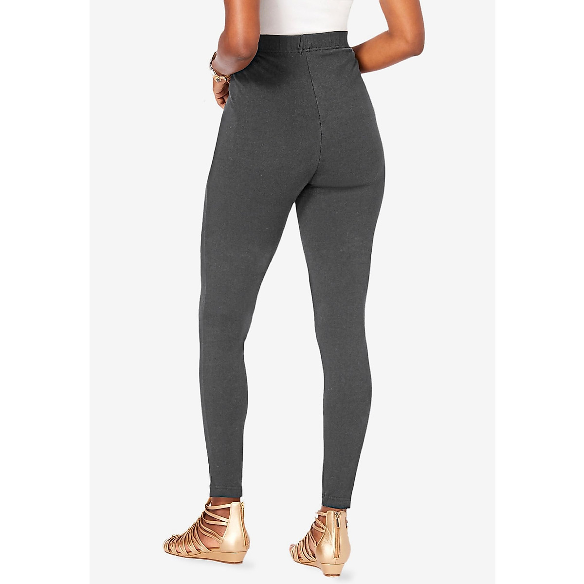 Roaman's Women's Plus Size Petite Ankle-Length Essential Stretch Legging - 1X, Heather Charcoal