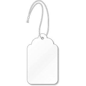 SmartSign White Price Tags with Pre-Strung Loop Strings - Pack of 1000 Marking Tags, Size-8, 12pt Thick Blank Merchandise Tags, 1.75" x 2.875" Jewelry Tags