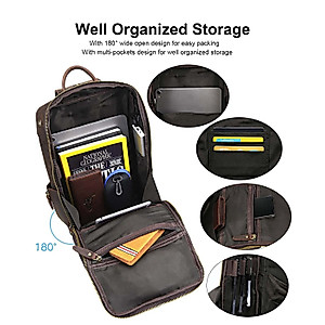 Taertii Vintage Full Grain Genuine Leather Sling Bag Crossbody Chest Shoulder Backpack Daypack Travel Hiking for 13.3 Inch Laptop - Brown