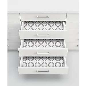 GloryTik 17.3" x 197"Gray and White Contact Paper Self Adhesive Removable Shelf Liners Peel and Stick Embossing Shelf Liners for Kitchen cabinets Drawer