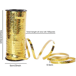 7 Pack Curling Ribbon, Crimped Curling Ribbon Metallic Balloon Ribbon Gift Wrap Ribbon Balloon String Shiny Wrapping Ribbon for Crafts, Christmas, Birthday, Wedding, Party Decoration (Glittered)