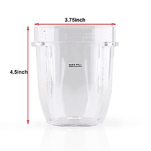 Anbige Replacement Parts Cups,Compatible with Ninja Blenders BL480 BL450 BL640 BL490 BL680 NN100 BL682 BL450 BL2012 CT640 CT800 BN400 CL401A SS100 BN750(12oz)