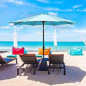 Grand patio 9 FT Enhanced Patio Umbrella with 8 Ribs, Table Market Umbrella with Crank/Tilt, Outdoor Shades for Pool Garden Yard Deck Beach, Blue