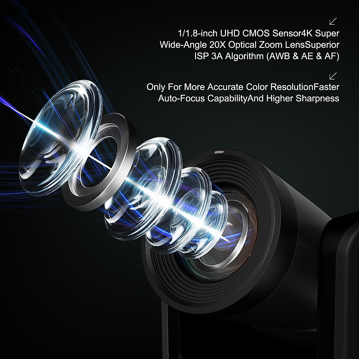 top0 4K NDI PTZ Camera,3G-SDI&HDMI2.0&USB3.0&IP,4K60fps,20X Optical Zoom,Live Streaming for Events/Video Production/Church/Boradcast Service