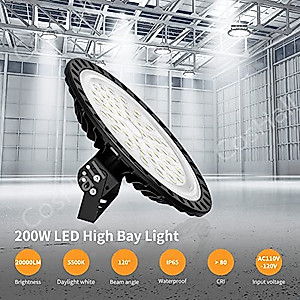 LED High Bay Light 200W 10pcs, 20000LM UFO LED High Bay Light, 6000K High Bay LED Lights, IP54 Warehouse LED Lights Commercial Warehouse Area Light Bay Lights-Bay Lighting for Garage Factory Workshop