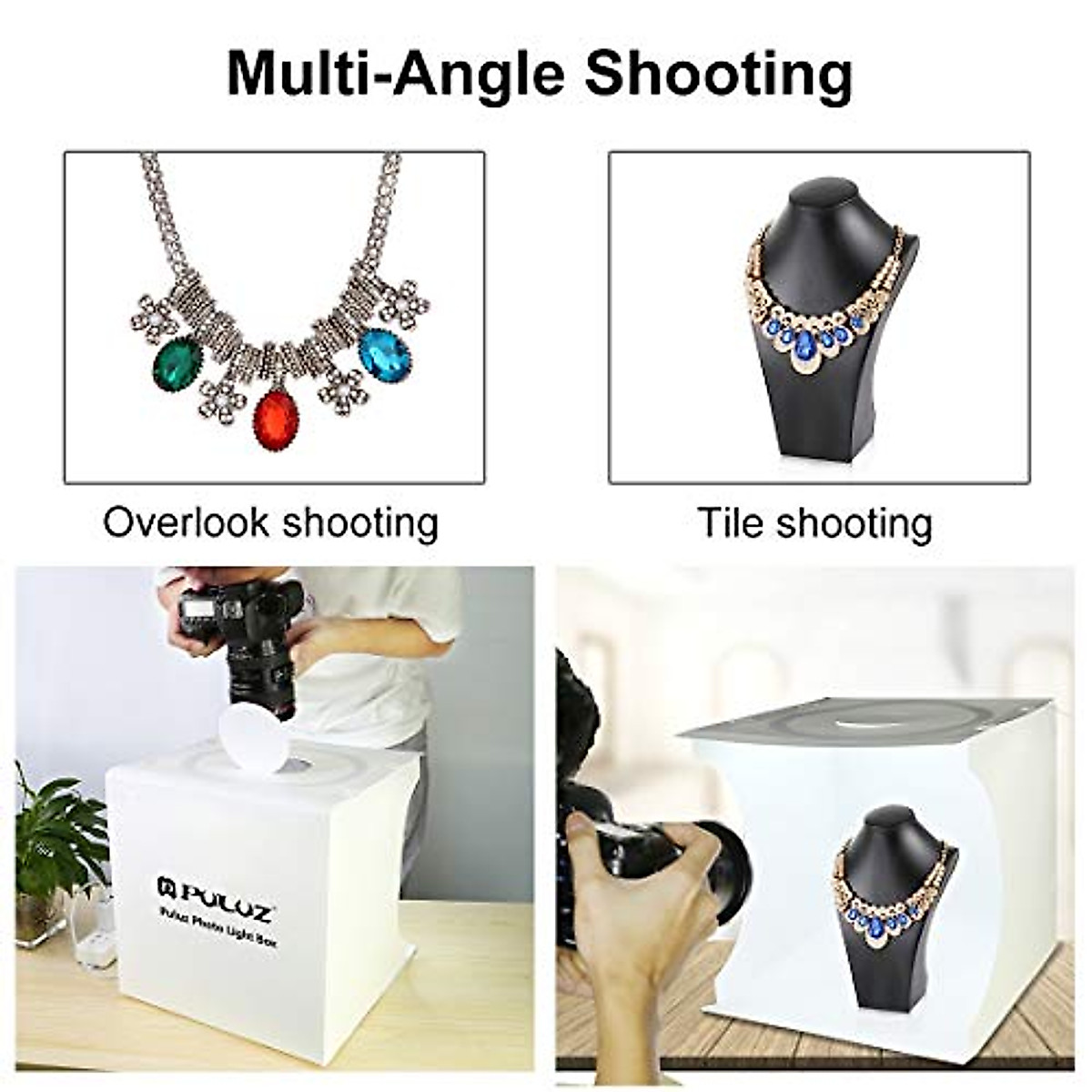 PULUZ 30cm Ring Light Photo Studio Light Box, Adjustable Portable Photography Shooting Light Tent Kit with White/Warm/Soft Lighting 128pcs LED Lights + 6 Backdrops for Product Display