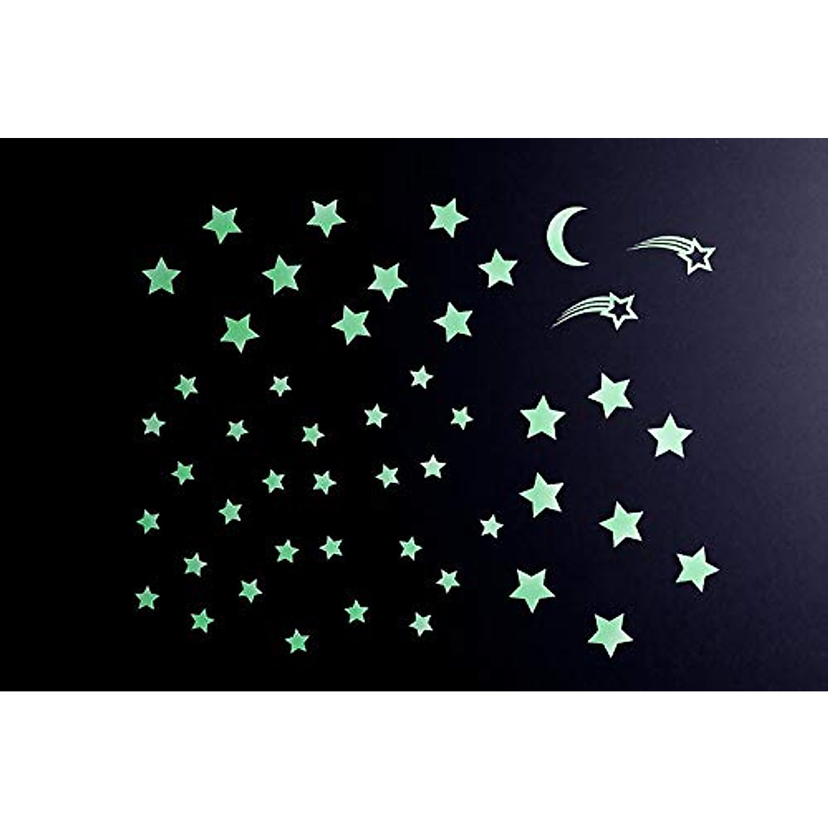 GLOPLAY Starry Night Series (48 pcs/Pack), Glow in The Dark Educational Wall Stickers, The Eco-Friendly and Brightest Wall Stickers for Ceiling, Bathtime, Bedroom, Party, Decor