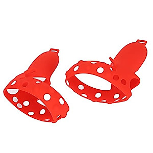 VR Controller Handle, Comfortable Protective Silicone Handle Protective Sleeve Sweatproof with Strap for Quest 2(red)
