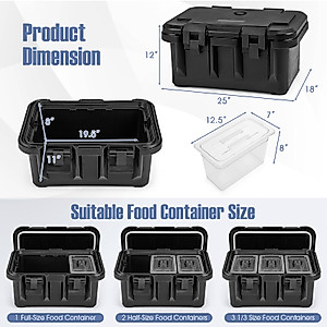 COSTWAY Insulated Food Pan Carrier, 31 Qt Catering Hot Box w/ 3 Food-grade Pans, Side Handles, Locking Buckles, Commercial Stackable Food Warmer for Family Gathering Buffets Canteen Restaurant (1)