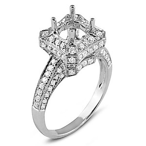 Dazzlingrock Collection 0.90 Carat (Cttw) 18k Round Diamond Semi Mount Round Diamond Wedding Ring (No Center Stone), White Gold