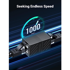 UGREEN RJ45 Coupler Ethernet Extender 1000Mbps, Cat7 Cat6 Cat5e 328ft Ethernet Cable Extender Ethernet Adapter, LAN Connector in Line Coupler Female to Female Black