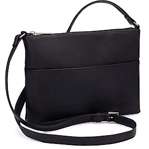 Le Donne Leather Women’s Mallory Crossbody Purse, Premium Colombian Vaquetta Leather, 11” x 7” x 2” (Black)