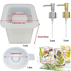 Dispenser Pump Bottle Resin Mold Kit, 1pcs Silicone Bottle Mold with 6pcs Pump Dispenser for Soap,Shampoo,Lotions and Creams, Pump Bottles Mold for Hand Sanitizer, Conditioner, Home Decor(Square)
