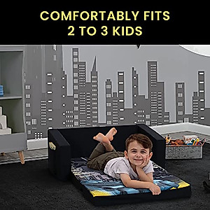 Batman Cozee Flip-Out Sofa - 2-in-1 Convertible Sofa to Lounger for Kids by Delta Children