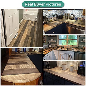 VEELIKE Wood Contact Paper Peel and Stick Countertops for Kitchen Butcher Block Countertop Contact Paper Waterproof Wood Wallpaper 15.7''x118'' Self Adhesive Wood Grain Vinyl Wrap for Wall Table Floor