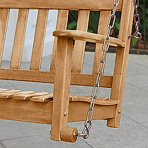 Cambridge Casual Teak Wood Porch Swing, Teak Frame, Bentley