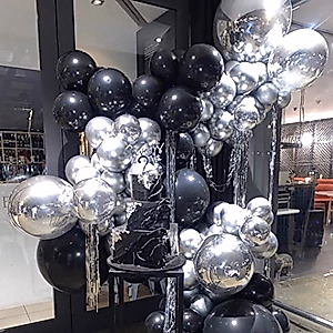 Janinus Metallic Silver Balloons Chrome Balloons Silver Balloons Different Sizes 18/12/5 Inch Silver Balloons Garland Kit Silver 4D Foil Balloons For Birthday Baby Shower Anniversary Party