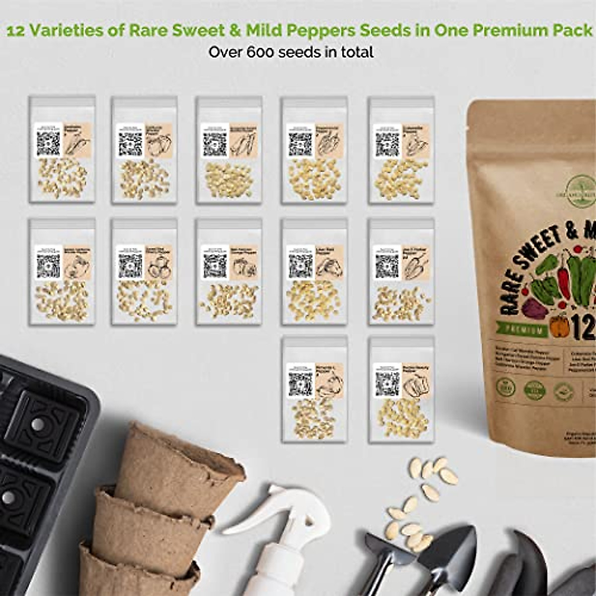 10 Carrots & 12 Rare Sweet & Mild Pepper Seeds Variety Packs Bundle Non-GMO Heirloom Seeds for Planting Indoor and Outdoor Over 4200 Carrot & Pepper Seeds in One Value Bundle