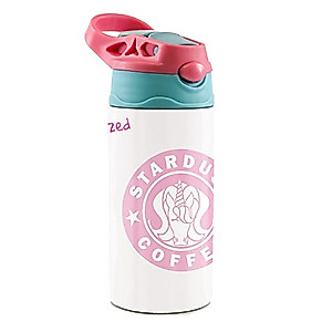 Trend Setters Stardust Unicorn – 12 oz Kids Water Bottle with Pop Up Silicone Straw - Personalized - Double Wall Vacuum Stainless Steel Insulation – Keep Beverage Temperature for Up To 8 Hours