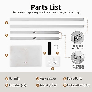 KES Standing Towel Rack for Bathroom, Free Standing Towel Rack Bathroom Floor with Weighted Marble Base 2-Tier, Extra High Thick Double Bath Towel Holder 18/8 Stainless Steel Brushed Finish, BTH232-2