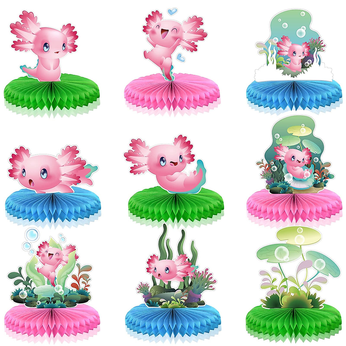 Eersida 9 Pcs Axolotl Birthday Party Decorations Axolotl Table Topper Cute Axolotl Centerpiece Table Decorations Axolotl Party Supplies Axolotl Party Favors for Birthday Baby Shower Party Supplies