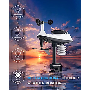 KALEVOL Professional Color Display Weather Station with Atomic Clock, Rain Gauge, Wind Speed and Direction
