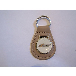 1968 SHELBY COBRA JET DASH EMBLEM LOGO LEATHER KEYCHAIN - BEIGE