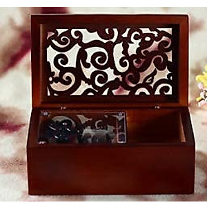 18 Note Antique Engraved Hand Crank Wooden Musical Box With Silver-plating Movement in,Music Gift Box (Silver Movement/Edelweiss)