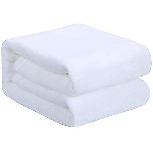 Boao 1 Piece Sublimation Baby Blankets 30 x 40 Inch Blank White Baby Receiving Blanket Fuzzy Soft Warm Blanket Infant Newborn Blanket for Crib Stroller DIY