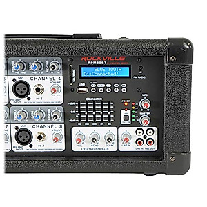 Rockville RPM80BT 2400w Powered 8 Channel Mixer/Amplifier w/Bluetooth/EQ/Effects