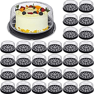 30 Pieces Cake Containers with Lids Round Cake Carrier 11 Inch Plastic Containers for Cake with Lid Disposable Cake Containers Carriers for Food Cake PET Cake Carries for Transport