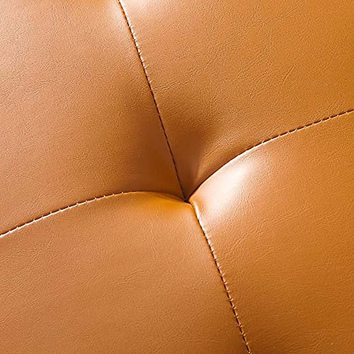 ZINUS Benton Faux Leather Sofa Couch, Easy, Tool-Free Assembly, Cognac