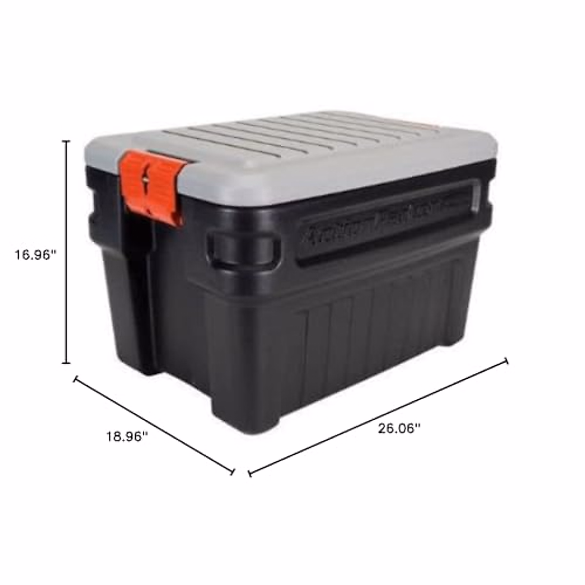 Rubbermaid 1172-04-38 24 GAL STORAGE CONTAINERBLACK WITH GRAY LID