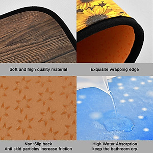 Kitchen Carpet Set 2 Piece 19.7"x27.6"+19.7"x47.2", Non-Slip Kitchen Mats and Rugs, Soft, Super Absorbent, Washable Kitchen Doormat Carpet Mat (Country Style Sunflower 03)