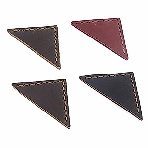 Quluxe 4 Pcs Leather Triangle Bookmark Page Corner Genuine Leather Bookmark Personalized Handmade Reading Book Marker for Bookworm Book Lover Gifts- Coffee, Brown, Red
