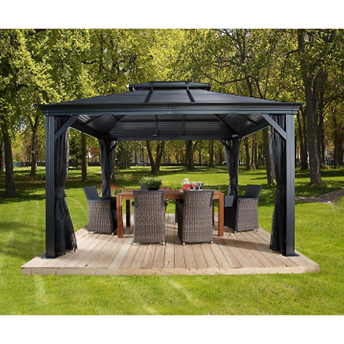 Sojag Outdoor 12' x 14' Mykonos Double Roof Hardtop Gazebo Outdoor Sun Shelter
