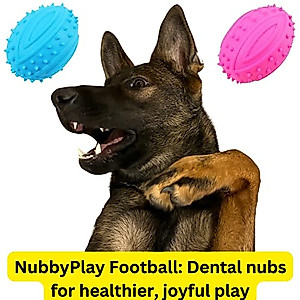 Mias Pawsome Pets Rugby Football Dog Squeaky Chew Toy: for Fetch and Teeth Cleaning Ball, for Small to Medium Breeds