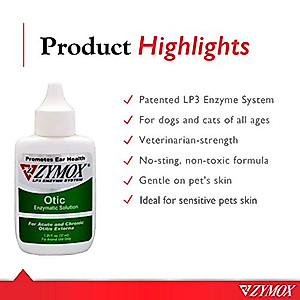 Pet King Brands Zymox Otic Enzymatic Solution for Dogs and Cats to Soothe Ear Infections Without Hydrocortisone for Itch Relief, 1.25oz