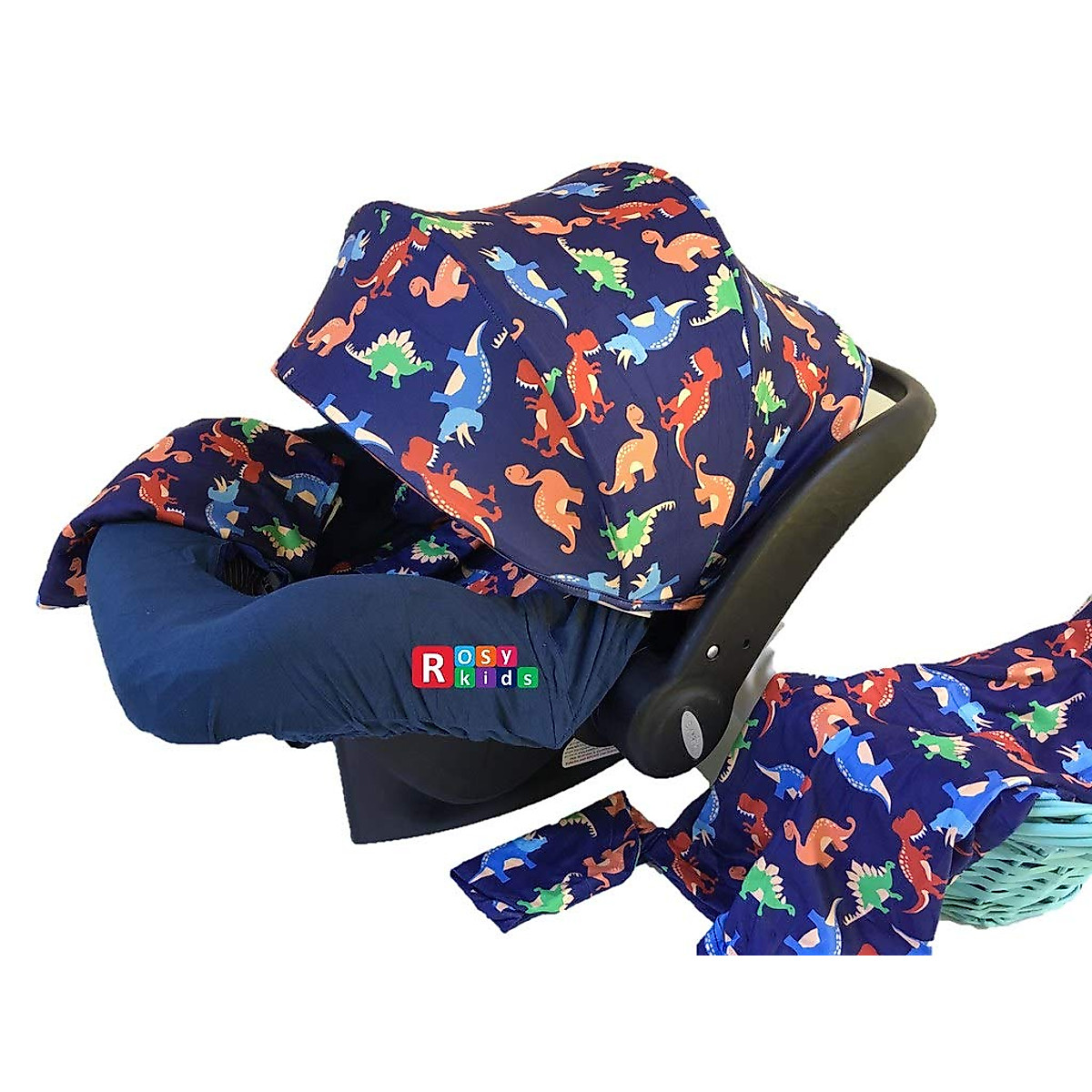 9pc Baby Boy Baby Girl Ultimate Set of Infant Car Seat Cover Canopy Headrest Blanket Hat Nursing Scarf, 25JE11