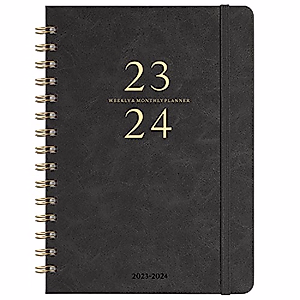 Planner 2023-2024 - Weekly & Monthly 2023-2024 Planner with 12 Monthly Tabs, July 2023 - June 2024, 6.3" x 8.4", Flexible Hardcover, Thick Paper, Inner Pocket - Grey