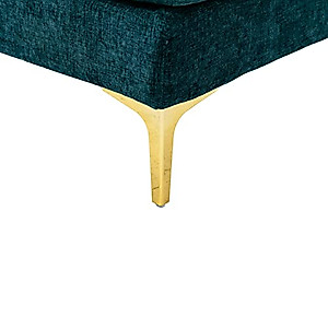 JINS&VICO Sectional Sofa, Modern U-Shaped Upholstered Accent Sofa Couch with Padded Seat and Metal Feet, Comfy Leisure Lounge Sofa for Living Room Bedroom Office, Teal Blue