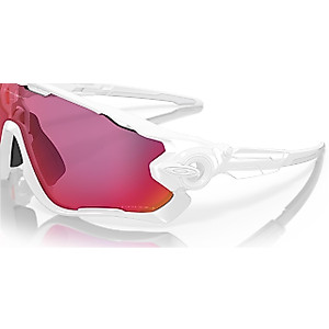 Oakley Men's OO9290 Jawbreaker Rectangular Sunglasses, Polished White/Prizm Road, 31 mm