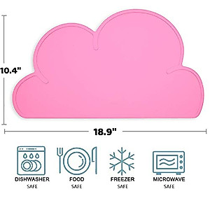 Silikong Non-Slip Silicone Placemats for Kids - BPA Free, Dishwasher Safe, Easy to Clean. 2 Pack (Pink/Gray)