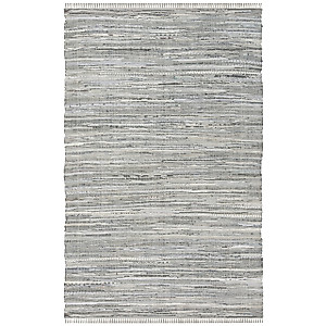 SAFAVIEH Rag Rug Collection Area Rug - 5' x 8', Grey, Handmade Boho Stripe Cotton, Ideal for High Traffic Areas in Living Room, Bedroom (RAR121A)