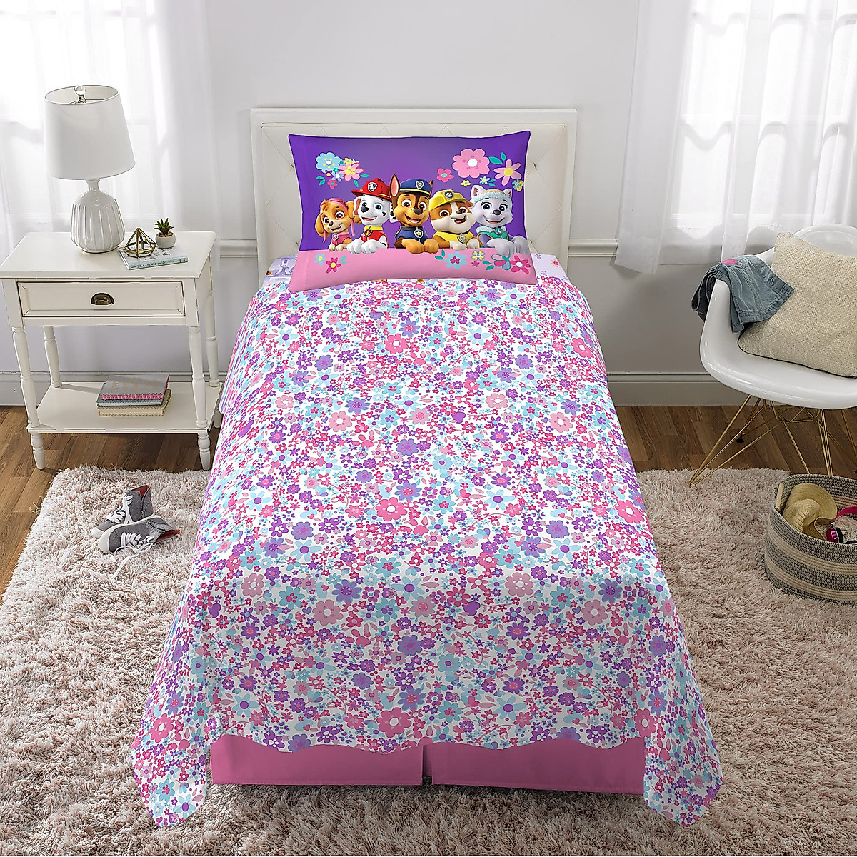 Paw Patrol Girls Kids Bedding Super Soft Microfiber Sheet Set, Twin, (Official) Nickelodeon Product By Franco