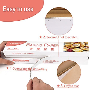 YRYM HT Parchment Paper for Baking 13 in x 164 ft - 177 SQ FT Unbleached Parchment Paper Roll, Heavy Duty Brown Baking Parchment Paper for Air Fryer, Oven