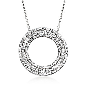 Ross-Simons 1.00 ct. t.w. Diamond Circle Pendant Necklace in Sterling Silver. 20 inches