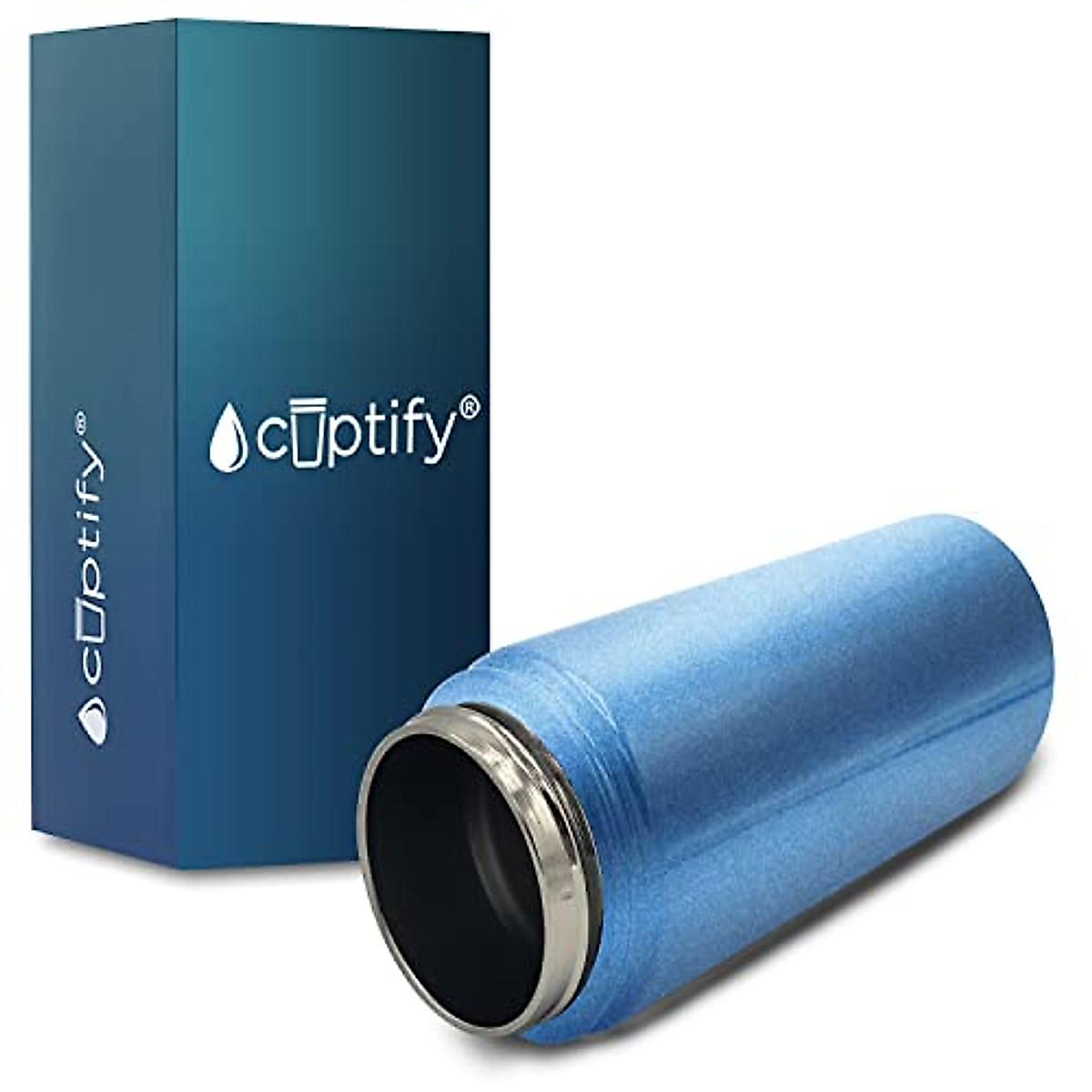 Personalized Kids Water Bottle with Straw Lid on Baby Blue Glitter for School Engraved Custom Children Name 12 oz Modern Insulated Stainless Steel Steel